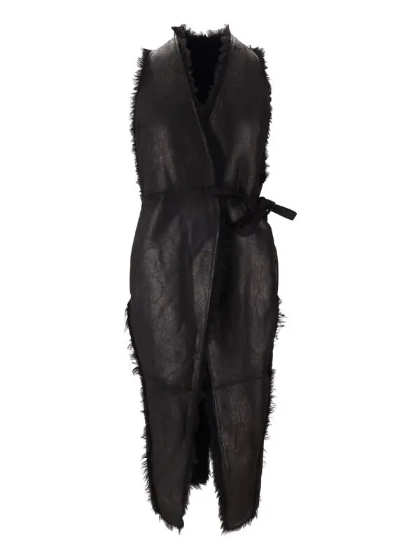 Rick Owens Shearling Belted Coat - Black