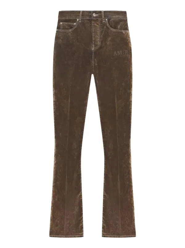 Amiri Embroidered Flare Jeans - Tan