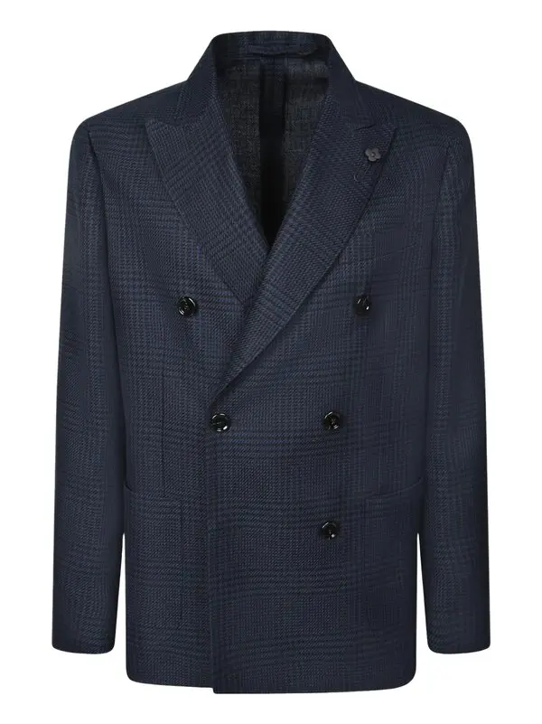 LARDINI Double Breasted Tailored Blazer - Black