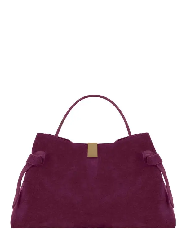 Yuzefi Gyoza Suede Tote Bag With Knot Detail - Wine Red