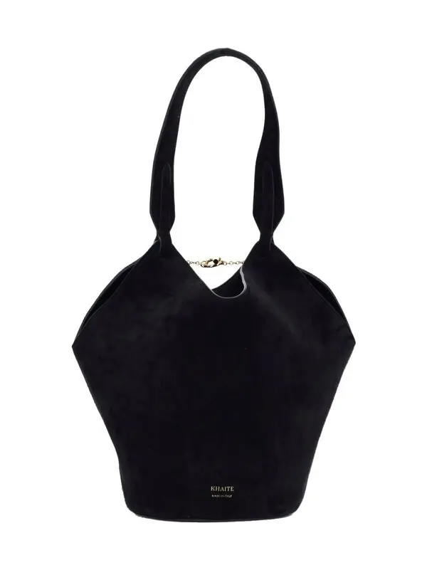 Khaite Mini Lotus Tote Bag With Animal Print - Black