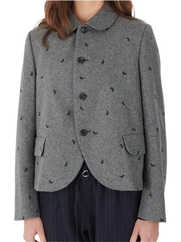 Comme Des Garçons Long Sleeve Collared Jacket - Grey