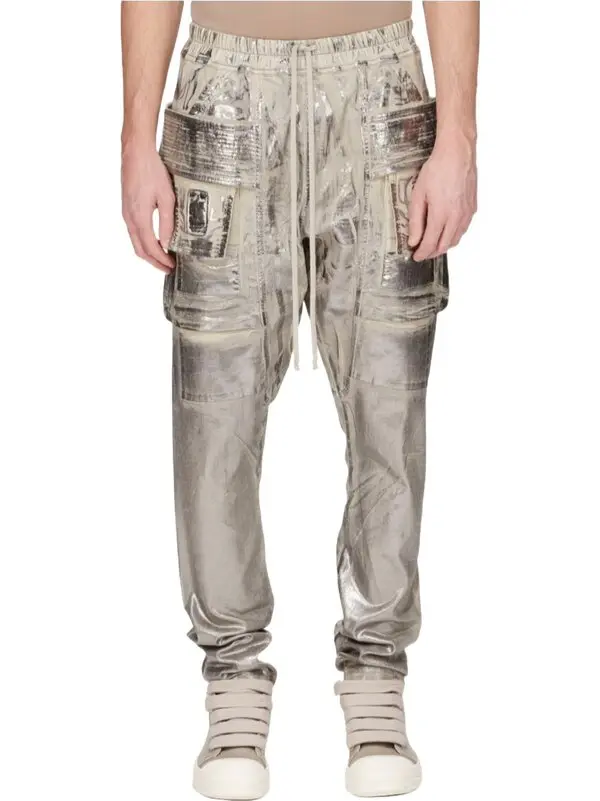 Rick Owens Metallic Cargo Pants - Palladium Color