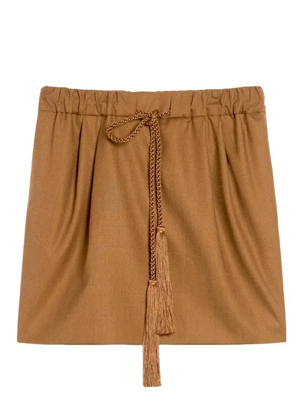 Max Mara Tabarin Tasseled Mini Skirt - Cuoio