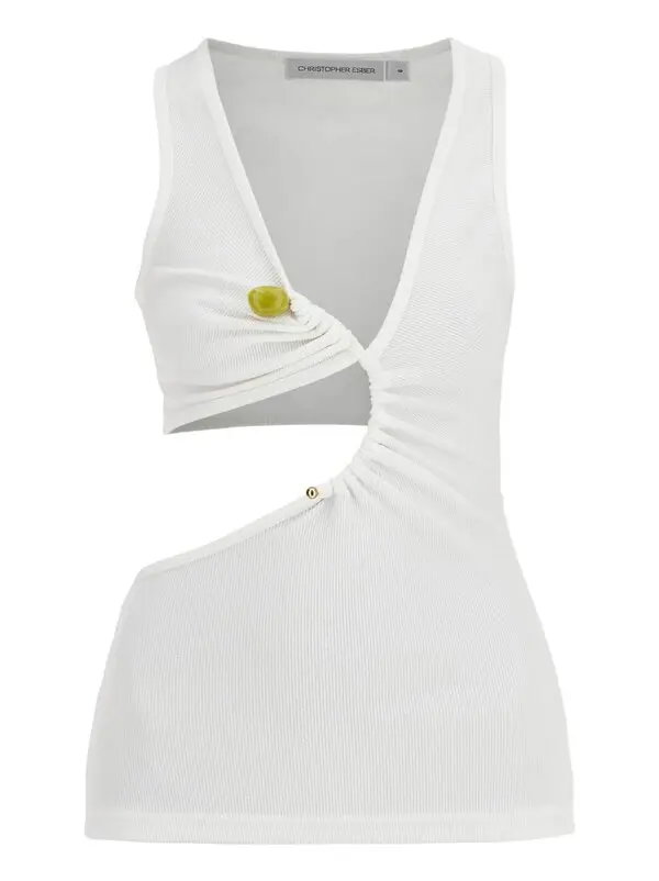 Christopher Esber Miriam Jasper Embellished Cut Out Top - White