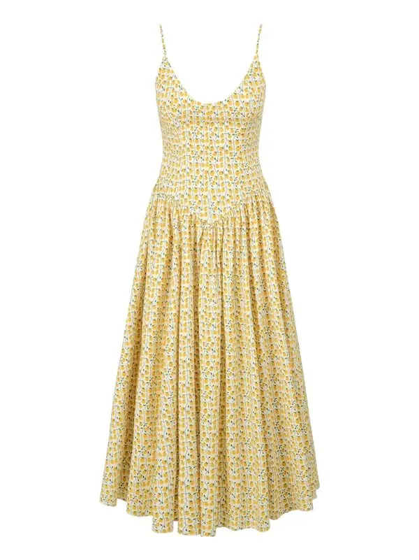 Staud Sleeveless Pleated Spaghetti Strap Dress - Nude