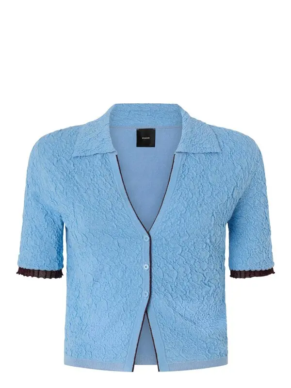 Pinko Collared Textured Knit Shirt - Blue