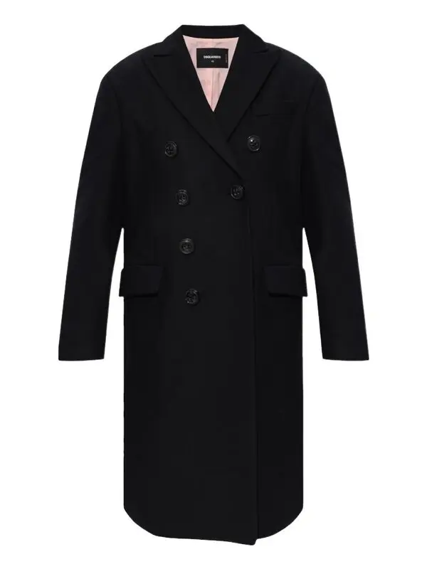 Dsquared2 Double-breasted Virgin Wool Coat - Black