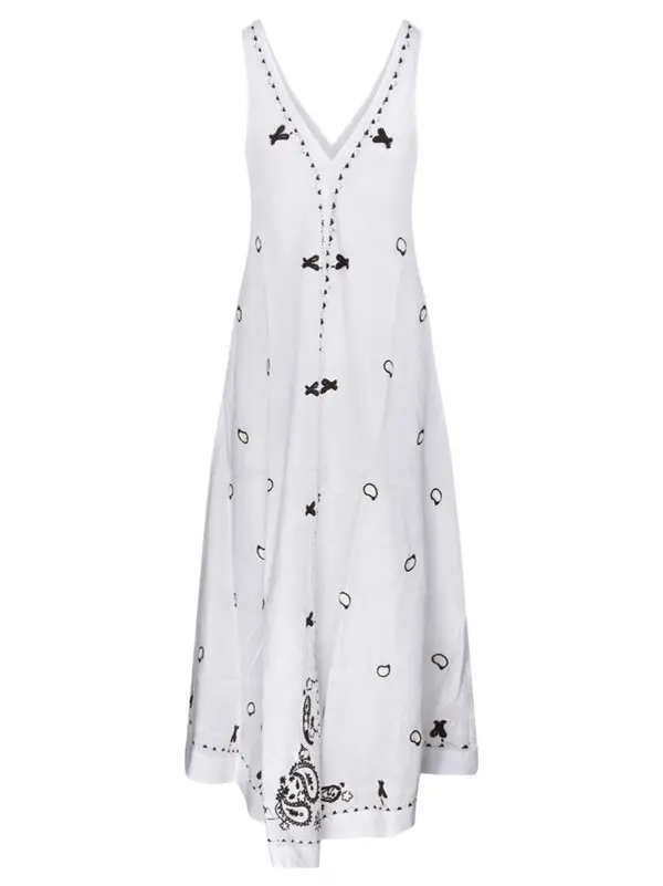 P.a.r.o.s.h Sleeveless V-neck Maxi Dress With Flowing Hem - White