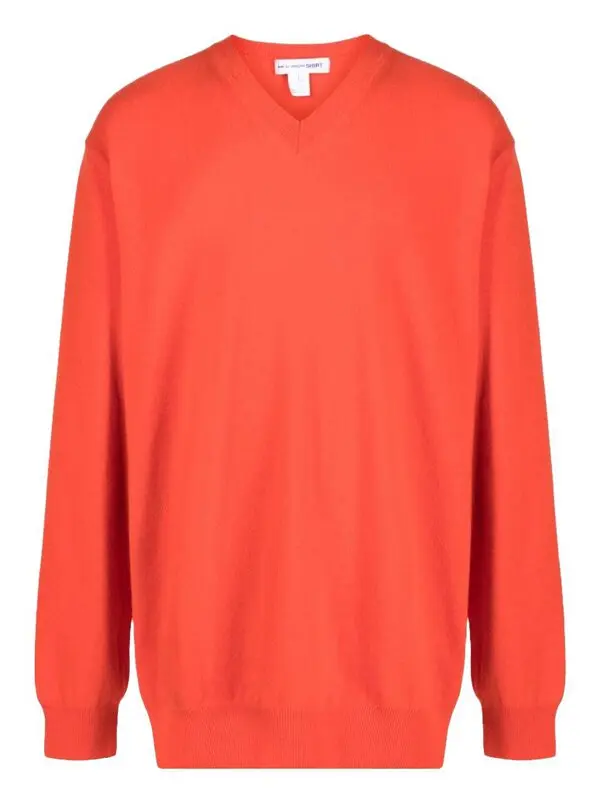 Comme Des Garçons V-neck Wool Jumper - Orange