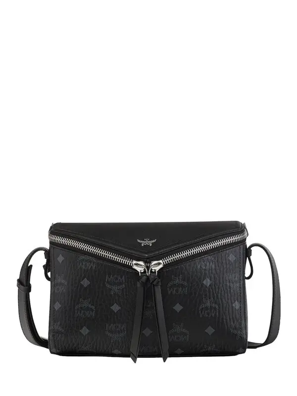 Mcm Diamant 3d Shoulder Bag In Visetos Leather Mix - Black