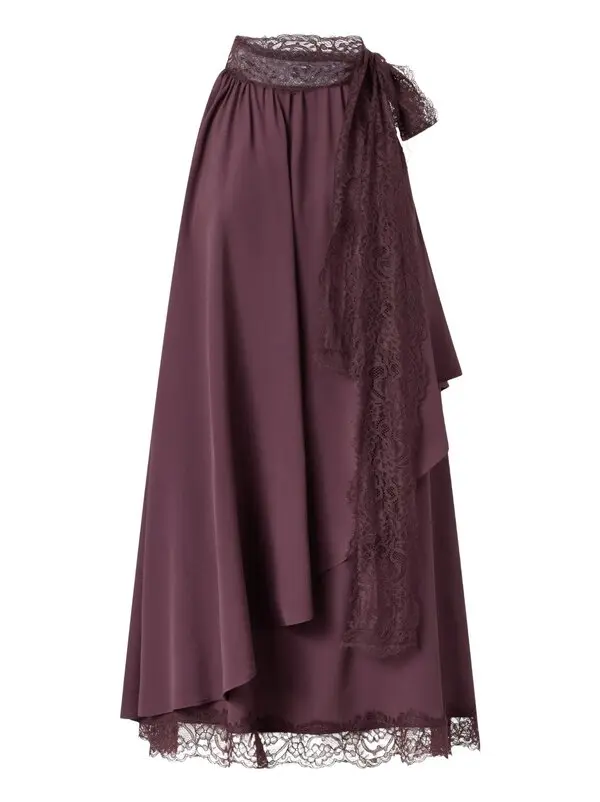 Pinko Lace-trimmed Asymmetrical Hem Maxi Dress - Red