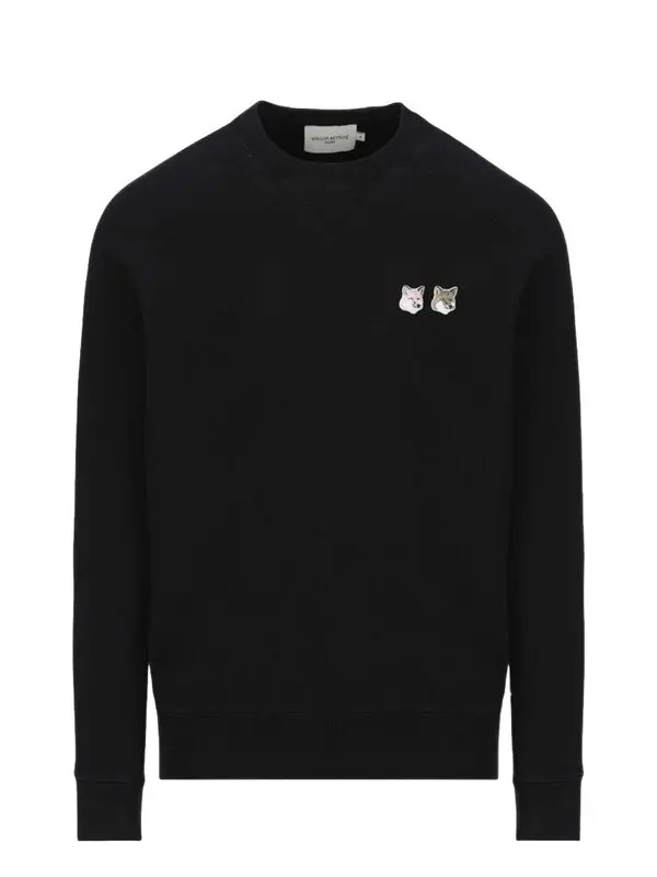 Maison Kitsuné Crewneck Sweatshirt With Fox Appliqu - Black
