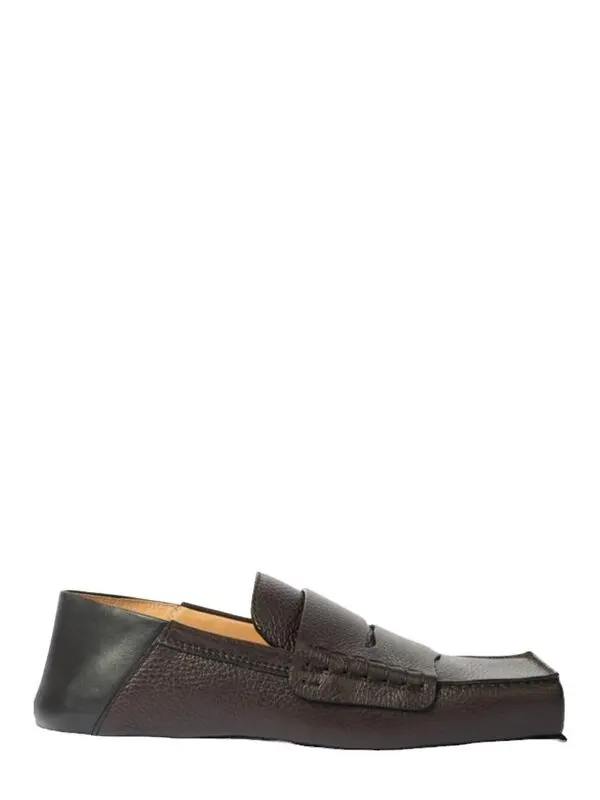 Jacquemus Square-toe Leather Convertible Loafers - Dark Brown