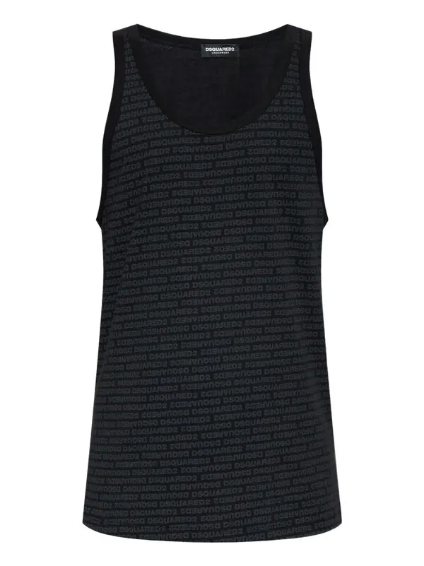 Dsquared2 Logo Print Sleeveless Crew Neck Vest - Black