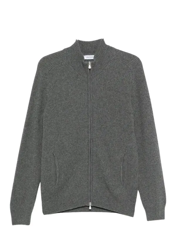 GRAN SASSO Long Sleeve Zip-up Cardigan - Black