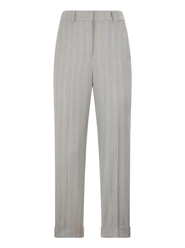 Peserico High-waisted Pinstriped Tailored Pants - Gray