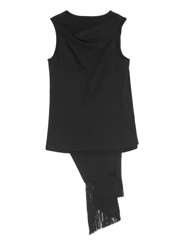 MAISON MARGIELA Sleeveless Draped Top With Digital Signature - Black