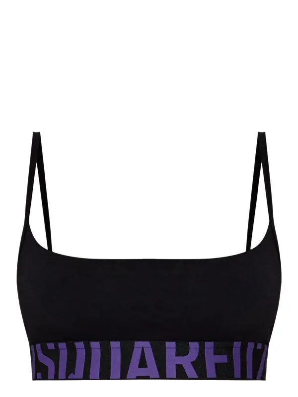 Dsquared2 Sleeveless Spaghetti Strap Logo Top - Black