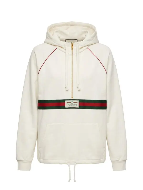 Gucci Sweatshirt With Web And Label - White