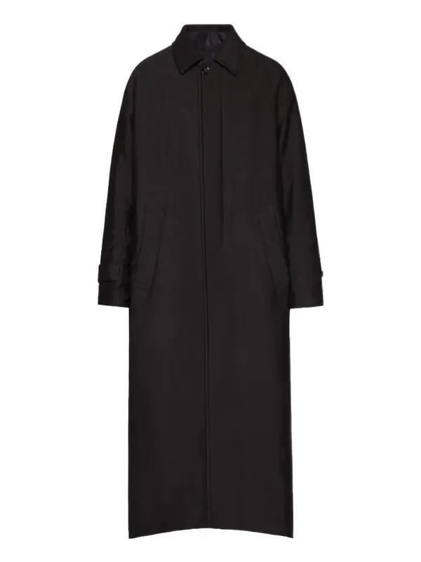 Valentino Garavani Button Detailed Reversible Long-sleeved Coat - Black