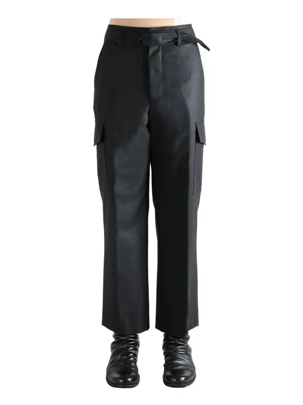 Auralee Fulling Flannel Cargo Slacks - Black