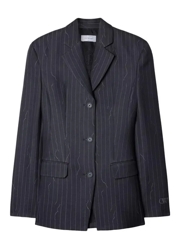 Off-White Single-breasted Striped Blazer - Black