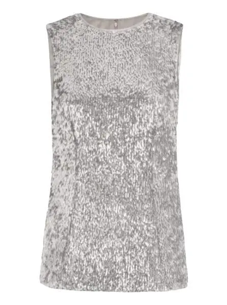 Dolce & Gabbana Sequin Sleeveless Top - Silver