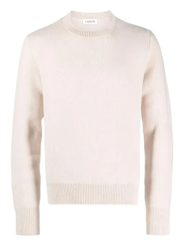 LANVIN Round Neck Long Sleeve Sweater - White