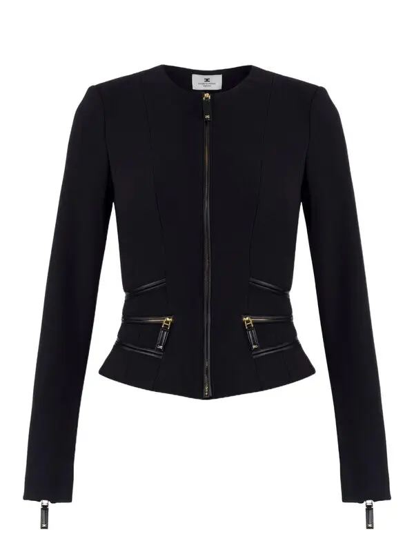 Elisabetta Franchi Zipped Double-layer Crêpe Jacket - Black