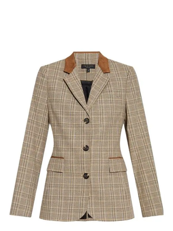RAG  BONE Rag & Bone Single-breasted Plaid Blazer - Nude