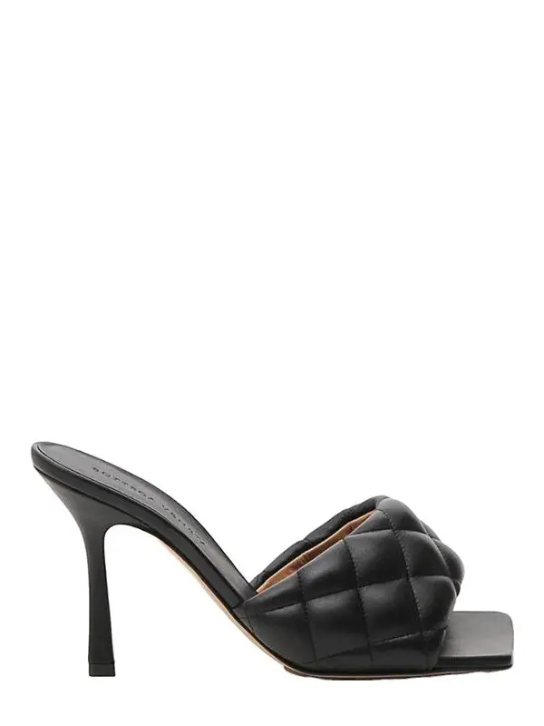 Bottega Veneta Quilted Padded High Heel Mules - Black