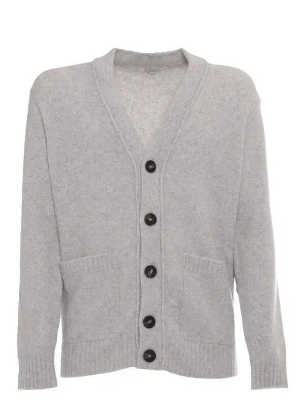 KANGRA V-neck Knitted Cardigan - Gray