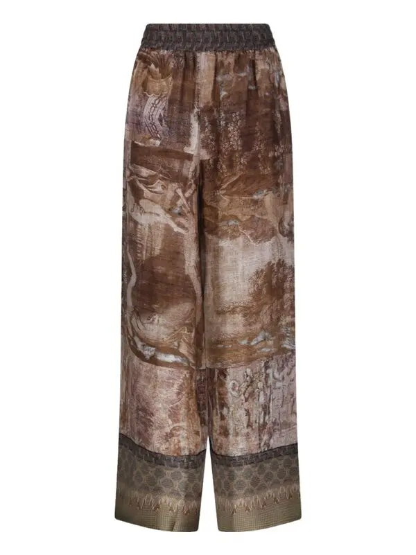 PIERRE-LOUIS MASCIA Printed Wide-leg Pants - Brown