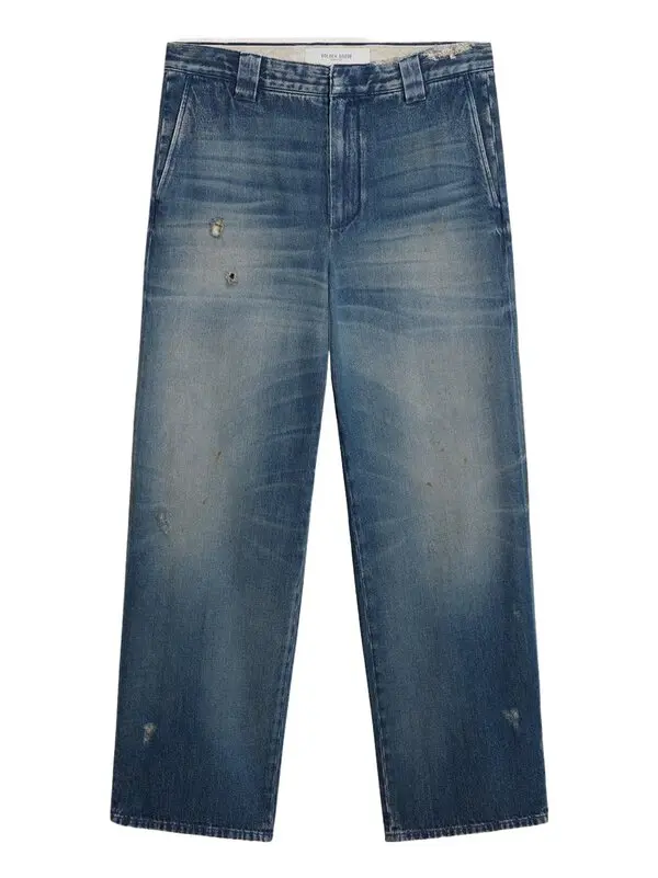 GOLDEN GOOSE Straight-leg Distressed Jeans - Blue