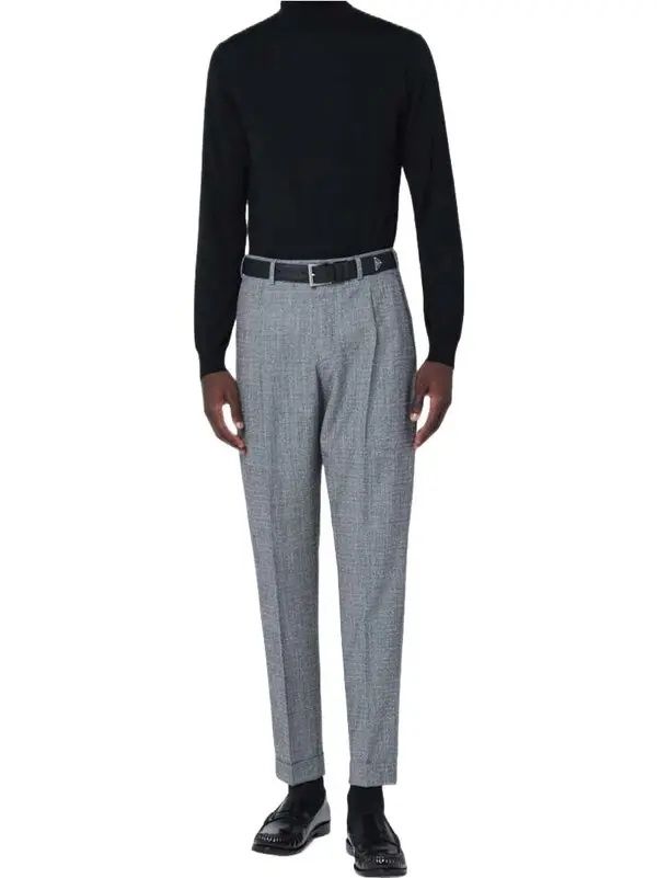 PT TORINO Houndstooth Pleated Trousers - Grey
