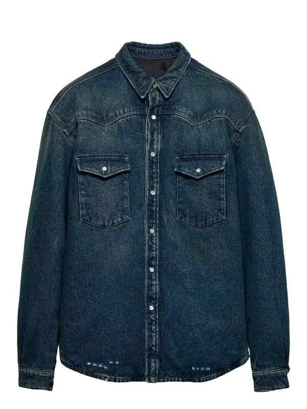 Prada Padded Denim Shirt - Navy Blue