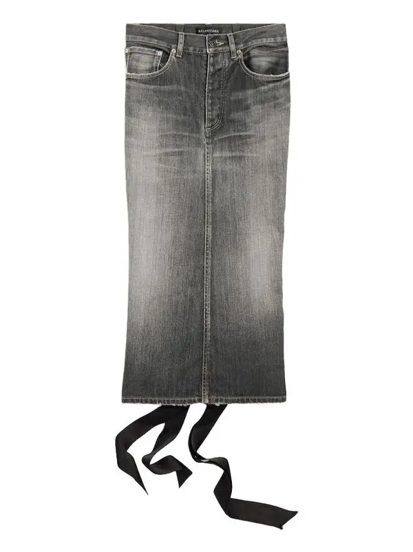 Balenciaga Lace-up Denim Maxi Skirt - Smoky Grey
