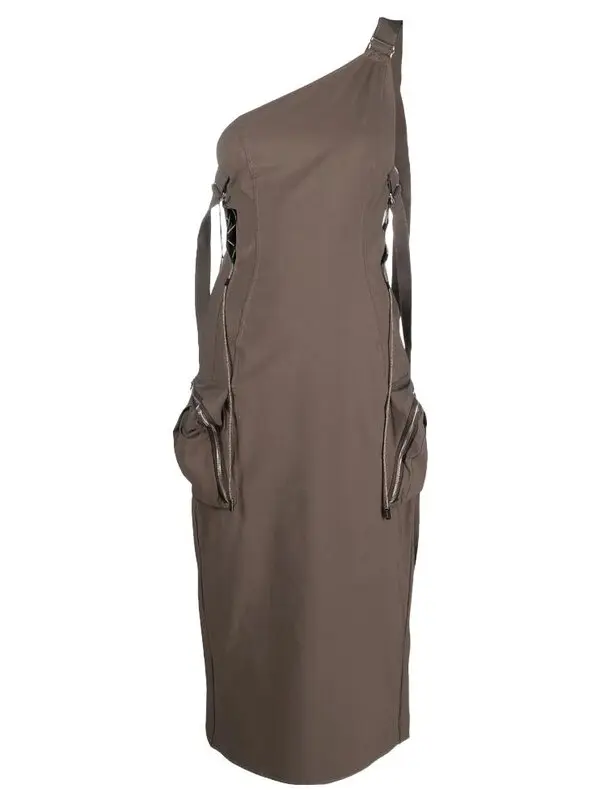 Jacquemus Asymmetrical Zip-detail Midi Dress - Green