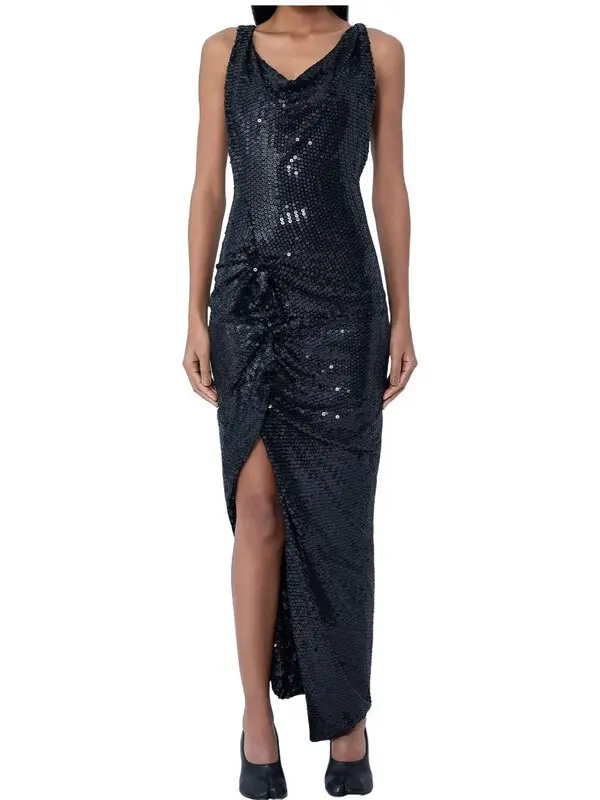 VIVIENNE WESTWOOD Sequined Cowl Neck Gown - Black