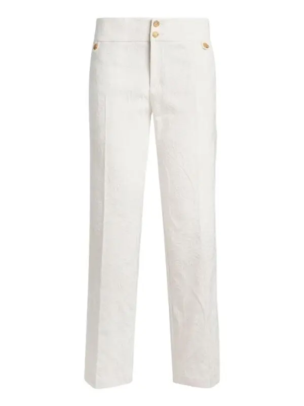 Etro High-waisted Paisley Pattern Tailored Trousers - White