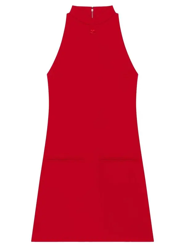 COURREGES High-neck Sleeveless Dress With Logo Detail - Red