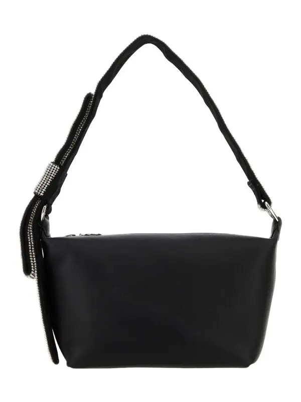 Kara Embellished Bow Zipped Shoulder Bag - Black