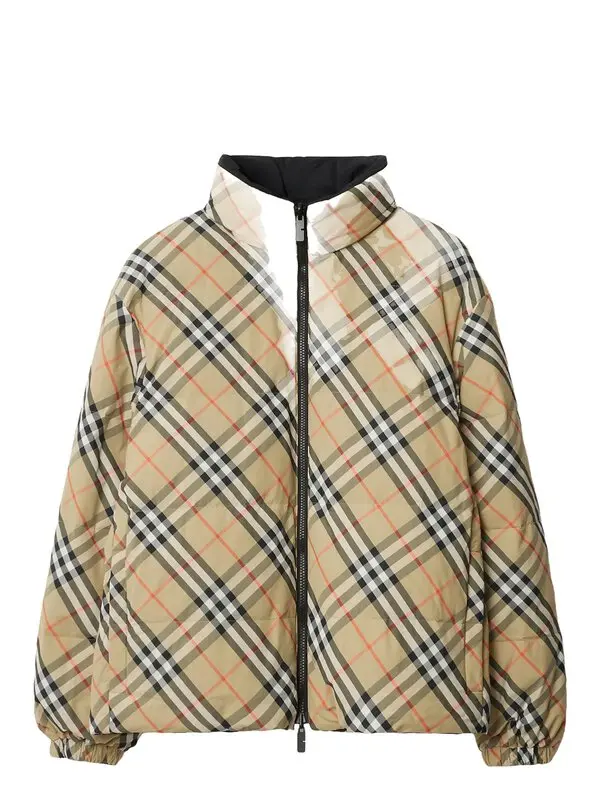 Burberry Reversible Checked Zip-up Down Jacket - Sand-colored
