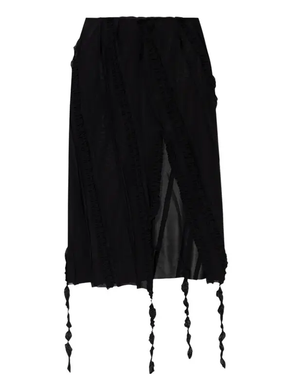 Blumarine Decorative Trim Front Slit Midi Skirt - Black