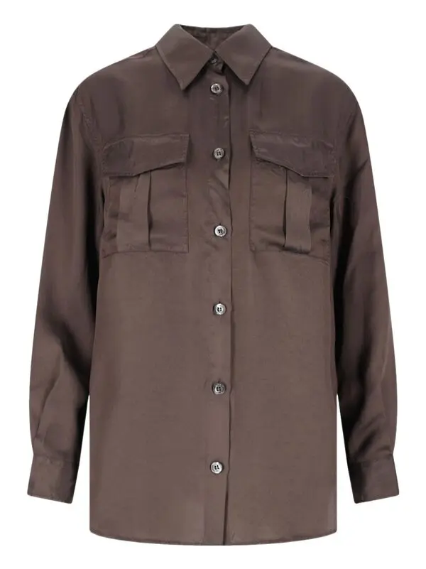 Aspesi Long-sleeved Shirt With Lapel Collar - Brown