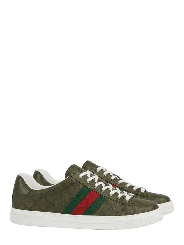 Gucci Ace Sneaker With Web - Dark Green