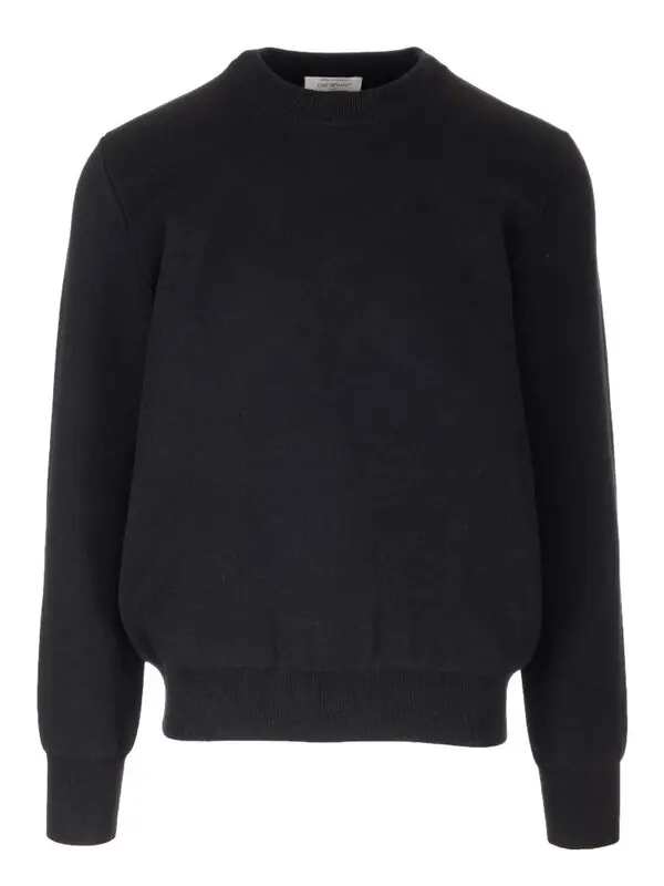 Off-White Crewneck Long-sleeved Jumper With 3d Arrow Embroidery - Black