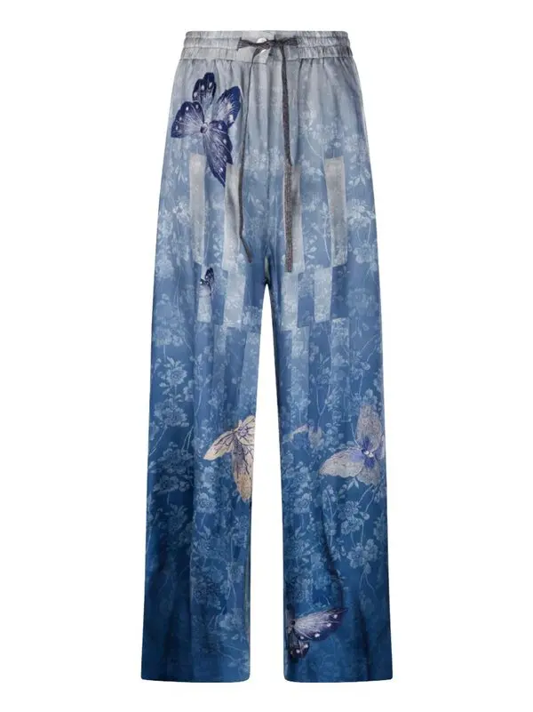 PIERRE-LOUIS MASCIA Aloe Wide-leg Printed Pants - Azzurro