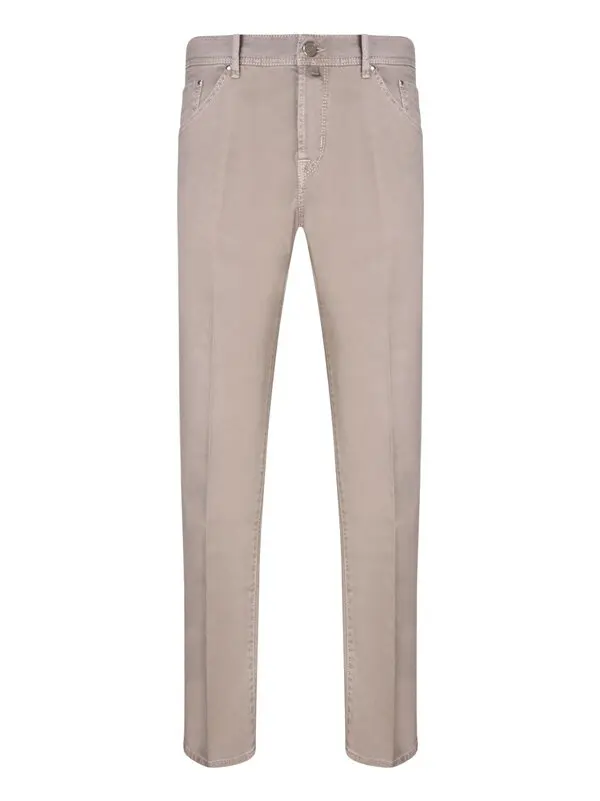 Jacob Cohen Logo Patch Straight-leg Trousers - Beige